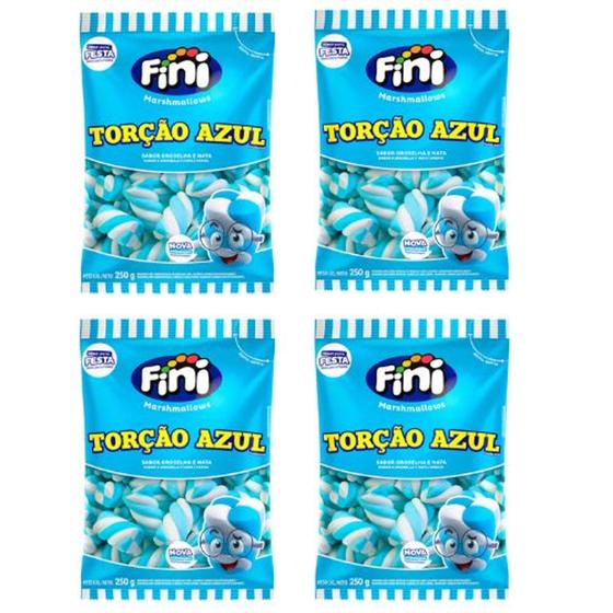 Kit 4x Marshmallows Torção Azul Sem Gluten Fini 250g - Marshmallow ...