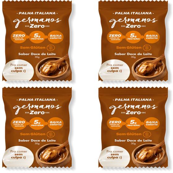 Kit 4x Palha Italiana Doce de Leite Zero Açúcar 30g Whey Protein ...