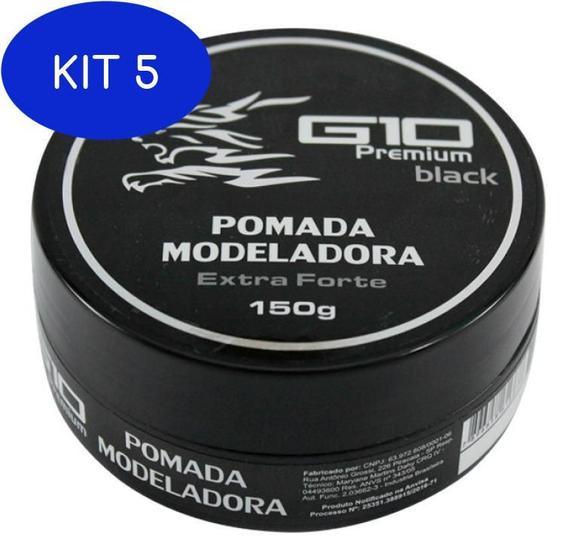 Kit 5 1 Pomada Modeladora Black G10 Premium 150G - Pomada para Cabelo ...