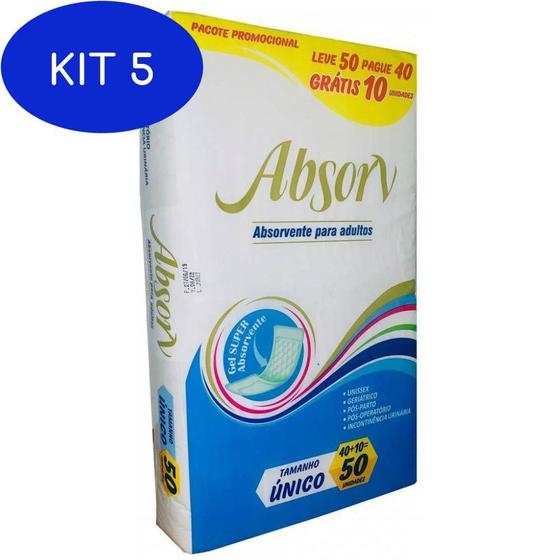 Kit 5 Absorvente Geriátrico Absorv Com 50 Unid - Absorvente Geriátrico ...