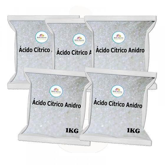 Kit 5 Ácido Cítrico Anidro 1kg - 100% Puro Alimentício 1 kg cada ...