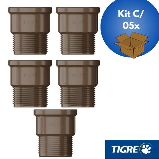 Kit 5 Adaptador Curto Conexão PVC Marrom Roscável Soldável Para Água Fria 1/2 Polegadas 20mm ...