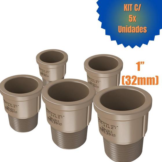 Kit 5 Adaptador Curto Soldável Roscável PVC Marrom Água Fria De 1 ... Kit 5 Adaptador Curto Soldável Roscável PVC Marrom Água Fria De 1 ...