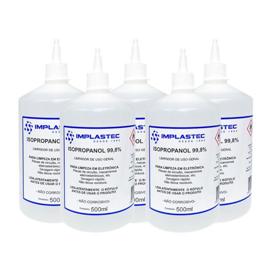 Kit 5 Álcool Isopropilico 500ml - 99,8% Isopropanol Limpeza Eletrônica ...