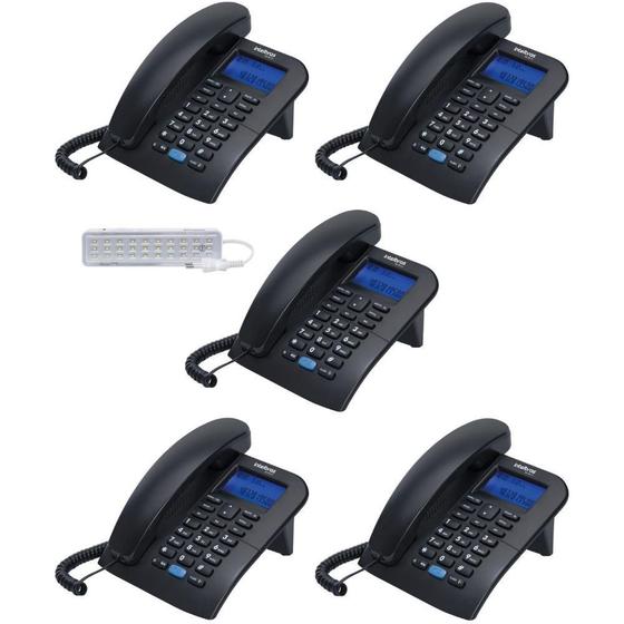 Kit 5 Aparelho Telefone Fixo Com Bina Viva Voz E Discagem - Intelbras ...