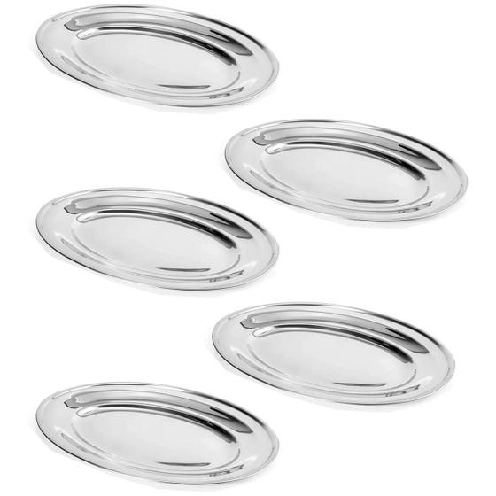 Kit 5 Baixelas de Inox 25cm Rasa para Servir Bar Restaurante Porções ...
