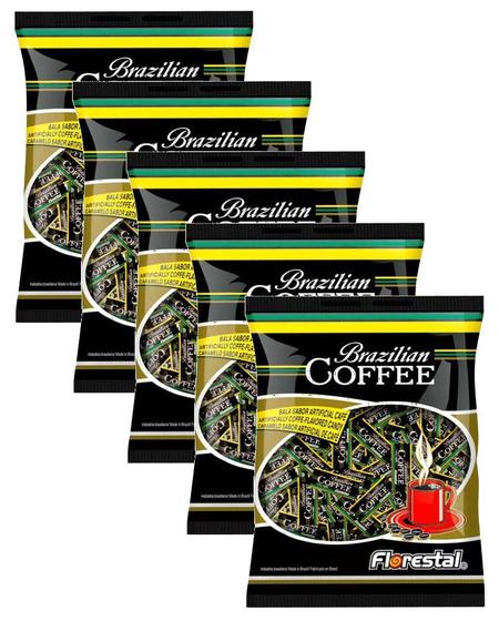 kit 5 Bala Brazilian Coffee Café pacote 138 unidades 500g - florestal ...