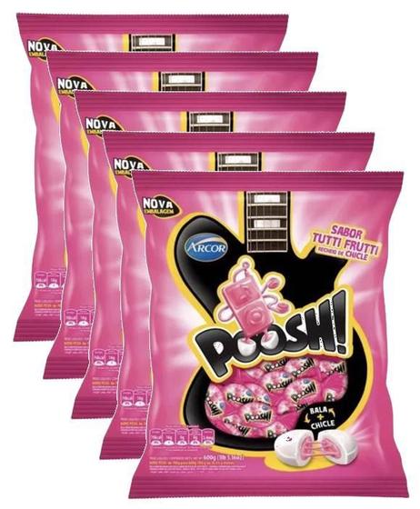 Kit 5 Bala Chiclete Poosh Tutti Frutti Arcor Pacote 500G - Dori - Balas ...