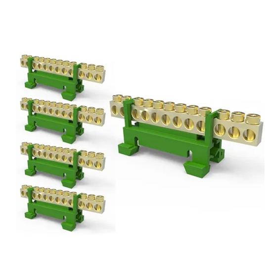 Kit 5 Barramento Borneira Fio Terra Verde 12 Polos Enerbras ...