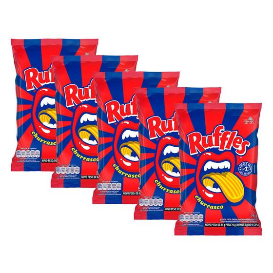 Kit 5 Batata Ruffles Elma Chips Sabor Churrasco 76g - Ruffles ...