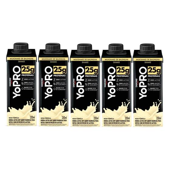 Kit 5 Bebida Láctea UHT YoPro Shake Sabor Baunilha 25g de Proteína ...