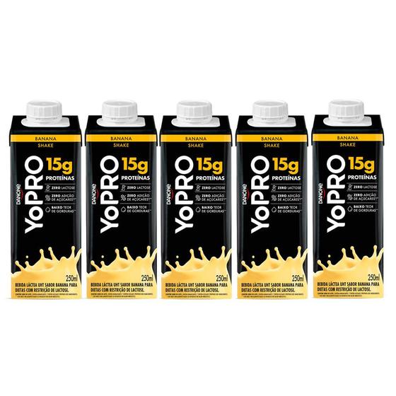 Kit 5 Bebida Láctea YoPro Protein Banana 250ml - Danone - Bebida ...