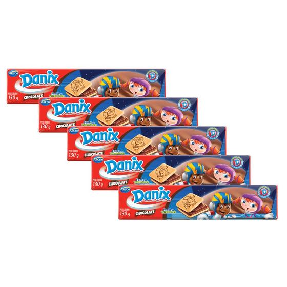 Kit 5 Biscoito Recheado Danix Sabor Chocolate 130g - Biscoito / Bolacha - Magazine Luiza