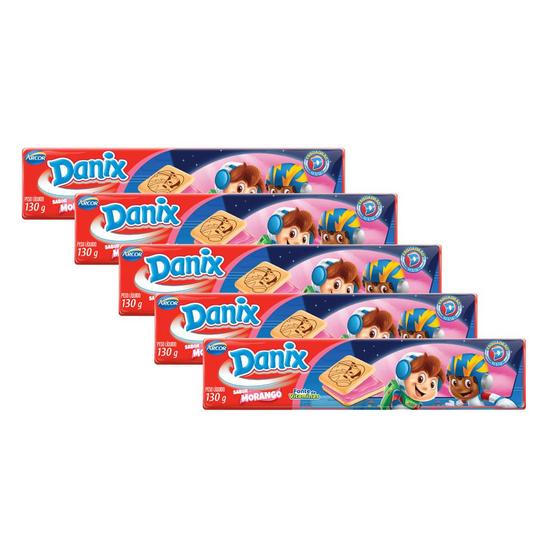 Kit 5 Biscoito Recheado Danix Sabor Morango com 130g - Biscoito ...