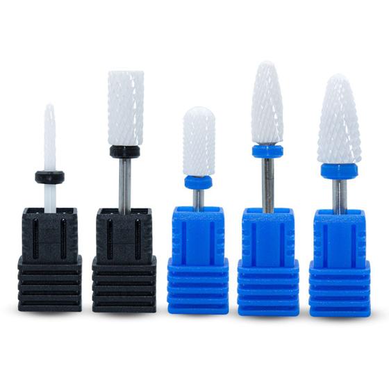 Kit 5 Brocas Cerâmica Profissional Unhas Gel Acrigel Fibra de Vidro - N ...