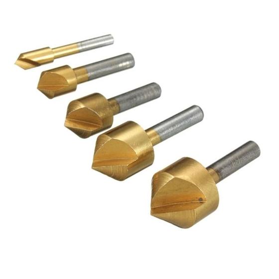 Kit 5 Brocas Escariadora Escariadora Para Madeira Furadeira Cônica ...