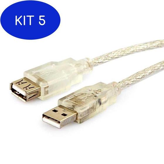 Kit 5 Cabo Extensor Blindado Usb High Speed 2.0 Com 3 Metros - Jc Cabos ...
