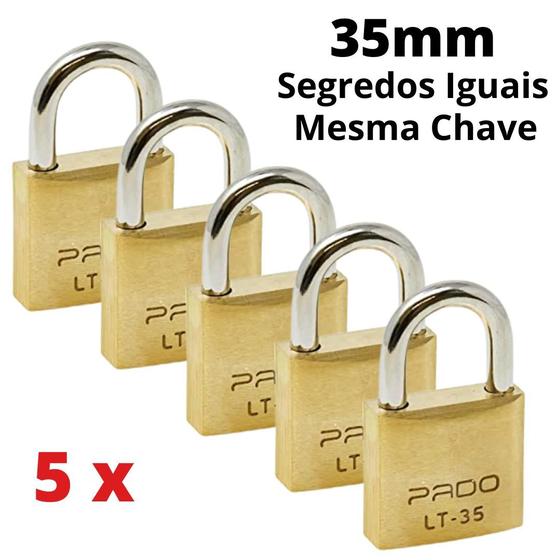 Kit 5 Cadeado Pado De 35mm Mesmo Segredo Iguais Mesma Chave - Cadeados - Magazine Luiza