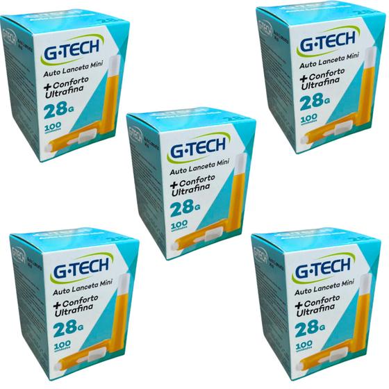 Kit 5 Caixas de Lanceta Automática G-Tech cada Caixa Com 100 Unidades ...