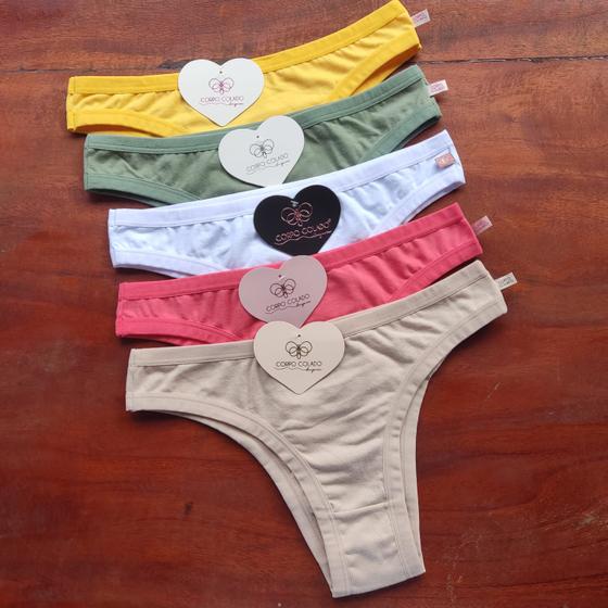 Kit 5 Calcinhas de Algodão Corpo Colado Modelo Tanga - Calcinha ...