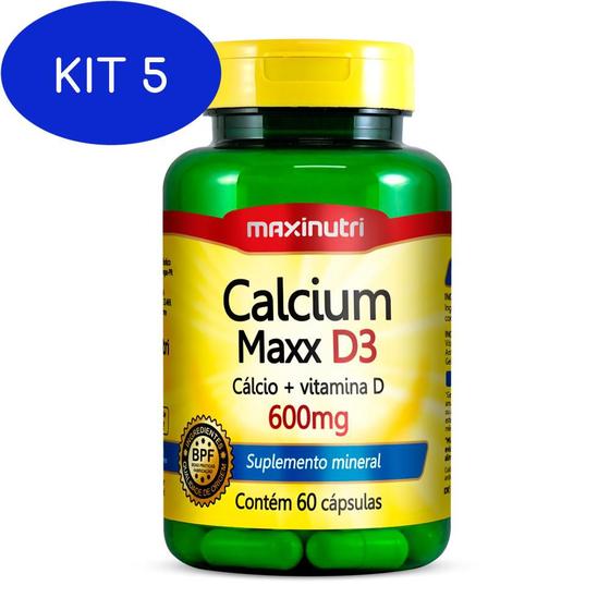 Kit 5 Calcium Maxx D3 (Cálcio e Vitam D) - 60 cápsulas - - Maxinutri ...