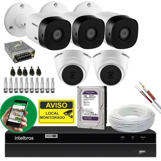 Kit 5 Câmeras Dome E Bullet 720p Com Dvr 8ch E Hd 1tb Purple ...