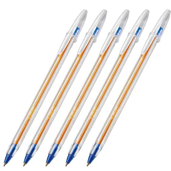Kit 5 Canetas esferográficas Bic Azul ponta fina 0.8 mm. - Caneta Esferográfica - Magazine Luiza
