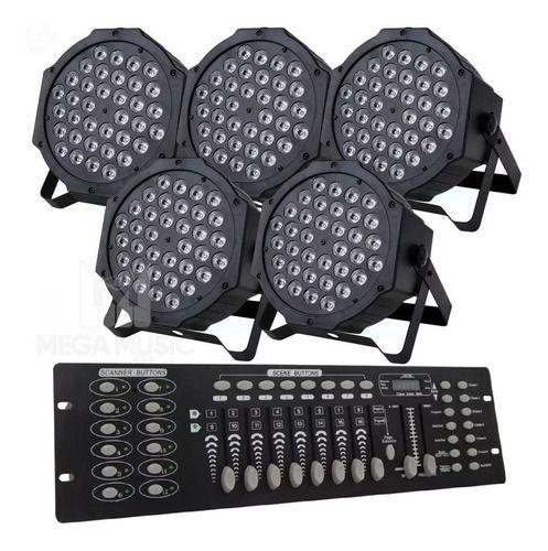 Kit 5 Canhão Refletor Led Rgbw 36 Leds Dmx Slim + Mesa Dmx 8/16 - Showtec - Canhão de Luz ...