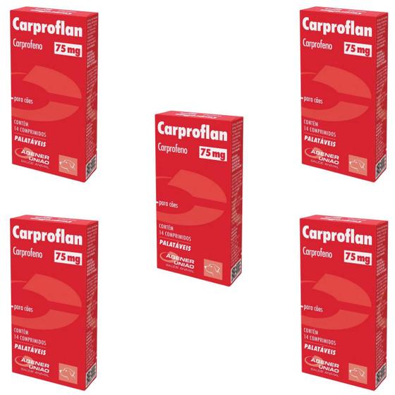 Kit 5 Carproflan 25mg 14 Comp Cães Agener União - Farmácia Pet ...