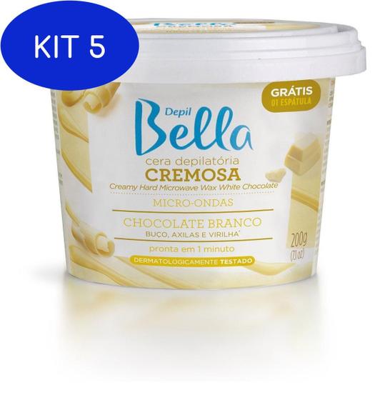 Kit 5 Cera Micro-Ondas Cremosa Chocolate Branco Depil Bella 200G - Cera ...