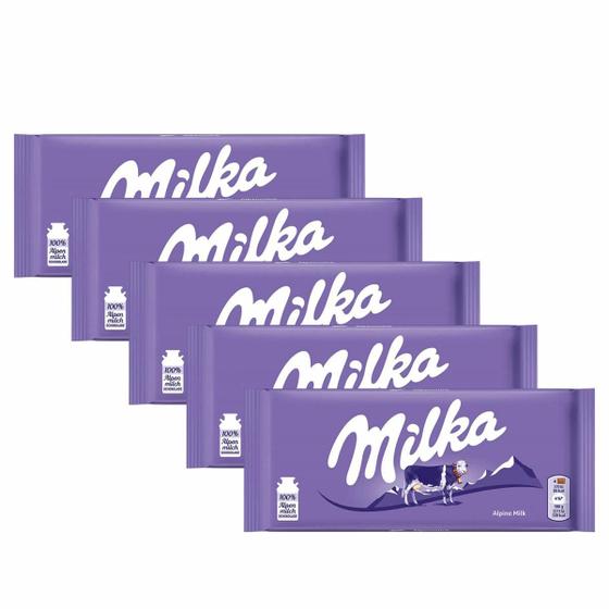 Kit 5 Chocolate Milka Ao leite Alpine Importado 100g Milka - Chocolate ...