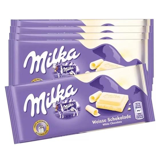 kit 5 CHOCOLATE MILKA BRANCO 100G - Chocolate / Barra de Chocolate ...