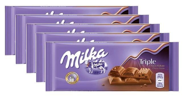 kit 5 CHOCOLATE MILKA TRIPLE Choco COCOA 90G - Chocolate / Barra de ...