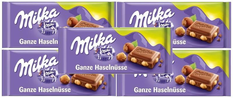 kit 5 Chocolate Milka Whole Hazelnuts Avelãs Inteiras 100g - Chocolate ...