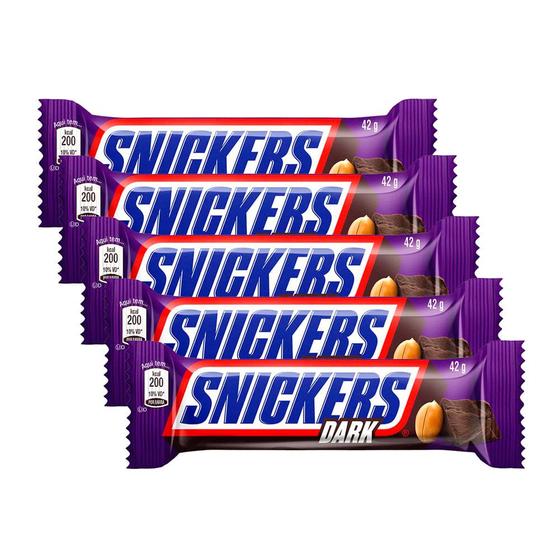 Kit 5 Chocolate Snickers Dark 42g - Chocolate / Barra de Chocolate ...