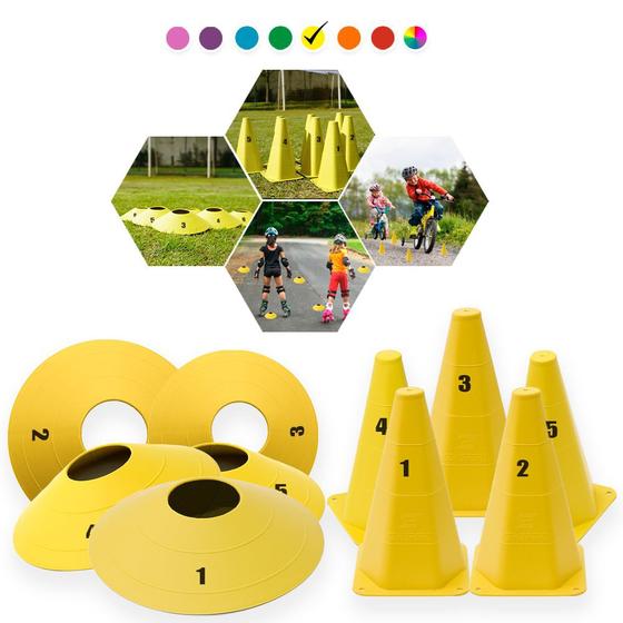 Kit 5 Cones + 5 chapéus chinês Treino Velocidade Agilidade Futebol coloridos para Ensinar Cores ...