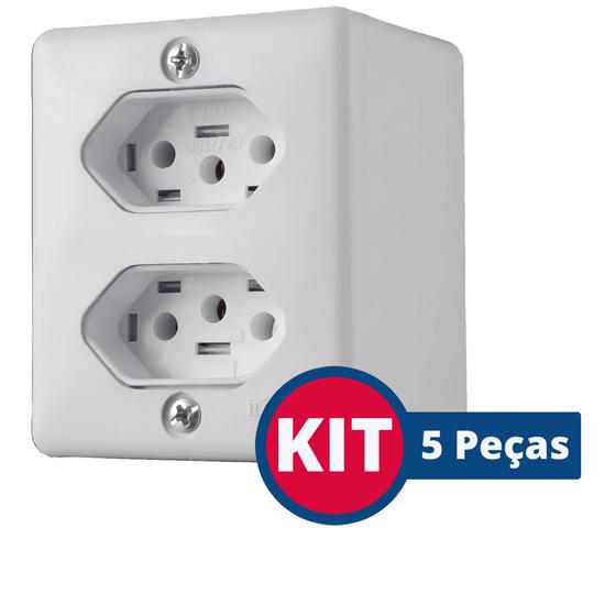 Kit 5 Conjunto 2 Tomadas 2p+t 10a Sobrepor Branca Box Ilumi 63120 - Módulo de Tomada - Magazine ...