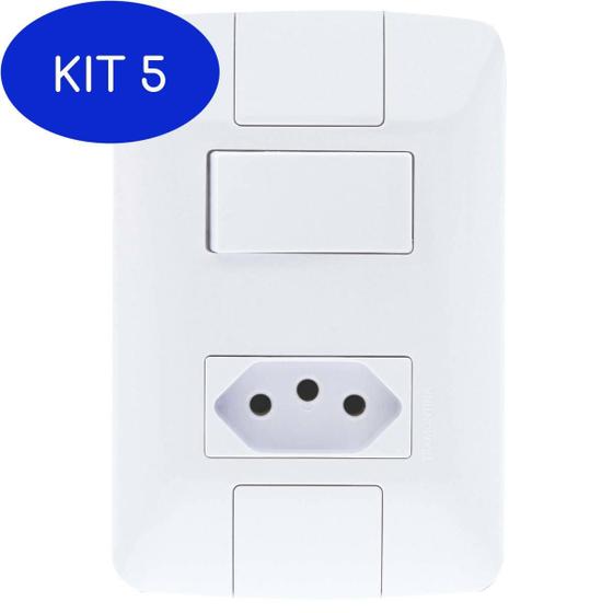 Kit 5 Conjunto Aria 4X2 1 Int Simples 6A + 1 Tomada 10A Tramontina - Espelho / Placa de Tomada e ...