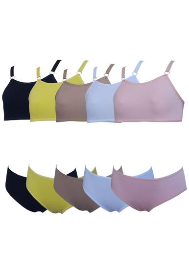 Kit 5 Conjunto Calcinha e Sutiã Menina Juvenil Lisos - Multicolorido ...