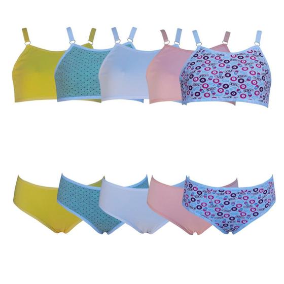 Kit 5 Conjunto Calcinha e Sutiã Menina Juvenil - OPTE MODA INTIMA ...