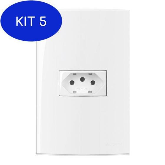 Kit 5 Conjuntos 42" - Tomada 2P+T 20A 250V~ - Sleek - Padr Brasil - Margirius - Módulo de Tomada ...
