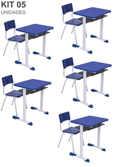 Kit 5 Conjuntos Escolar Individual Juvenil/Adulto com porta Livros cor ...