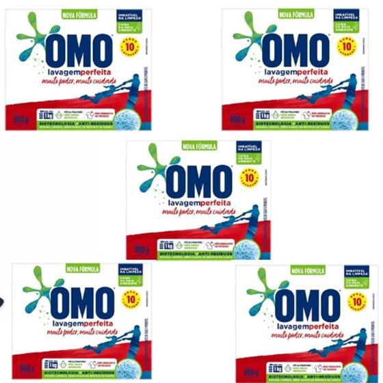 Kit 5 cx Sabão em Pó Omo Lavagem Perfeita - 800g - Multi Marca - Sabão ...