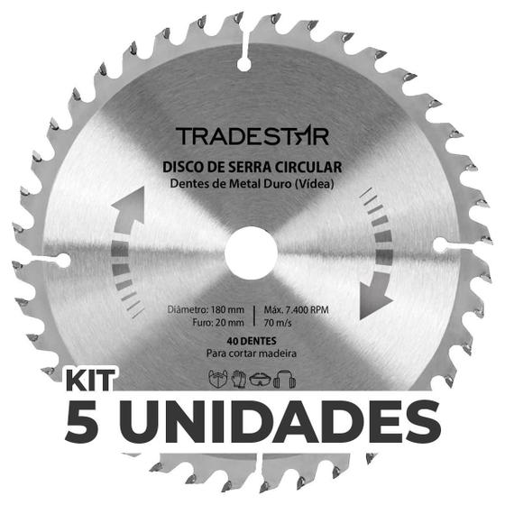 Kit 5 Discos Serra Circular Madeira 40 D 180x20mm Uso Makita ...