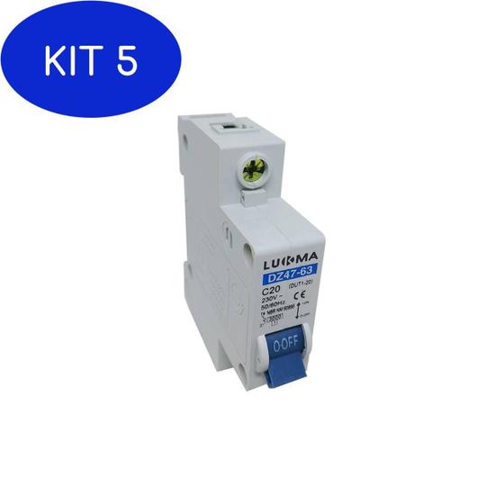 Kit 5 Disjuntor Unipolar 63A Curva C Din Mini Lukma Inmetro - Disjuntor Din - Magazine Luiza