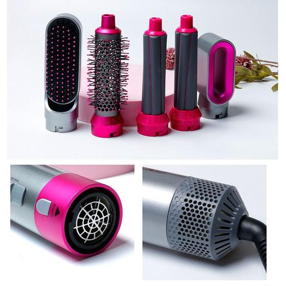 Kit 5 Em 1 Secador Modeladora Escova De Cabelo Alisadora Elétrica