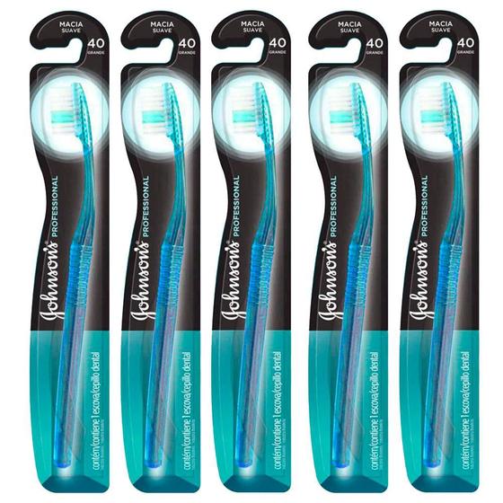 Kit 5 Escova Dental Macia Johnson's Professional 40 Grande - REACH ...