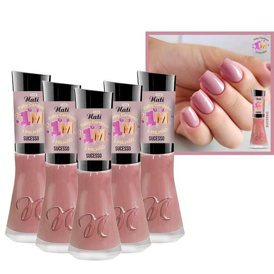Kit 5 Esmaltes Coleção Faby Cardoso 1 Milão da Nati Cor Sucesso ...