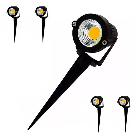 Kit 5 Espeto De Jardim Luminária Led 3w Cob 3500K Branco Quente Casa ...