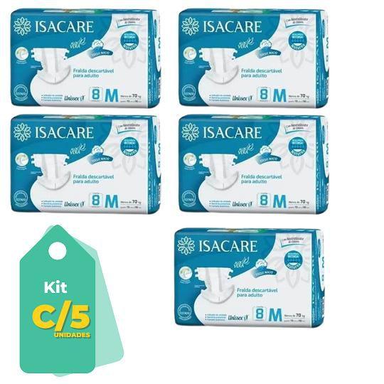 Kit 5 Fraldas Premium Intensa Isacare Geriátrica Regular Tamanho M ...